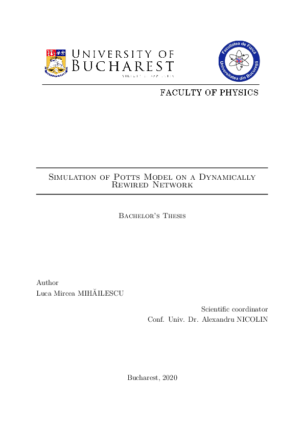 (PDF) Simulation of Potts Model on a Dynamically Rewired Network