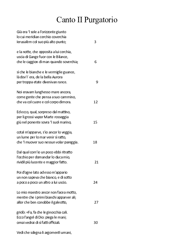 (DOC) Lettura Canto II Purgatorio "Vivi Dante - verso il settecentenario" 2020