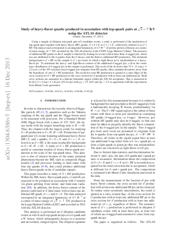 (PDF) Study of heavy-flavor quarks produced in association with top-quark pairs at s = 7 TeV