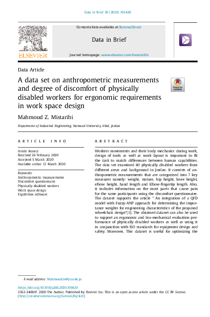 (PDF) A data set on anthropometric measurements and degree of ...
