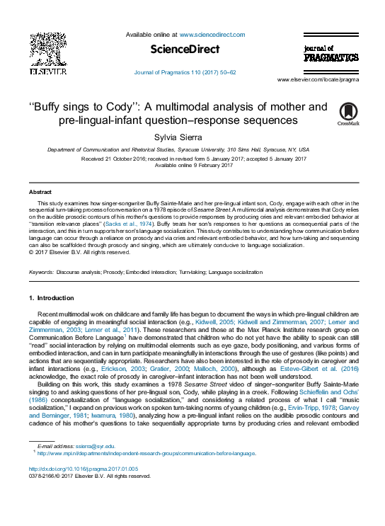 (PDF) ''Buffy sings to Cody'': A multimodal analysis of mother and pre-lingual-infant question ...