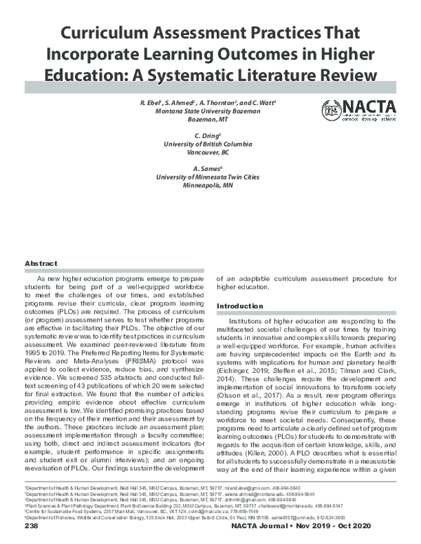 (PDF) Curriculum assessment practices that incorporate learning ...