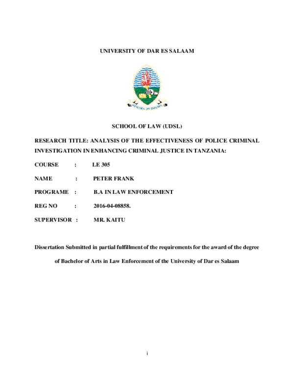 (PDF) Analysis of the Effectiveness of Police Criminal Investigation in ...
