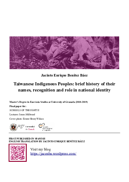 (PDF) Taiwanese Indigenous Peoples: brief history of their names ...