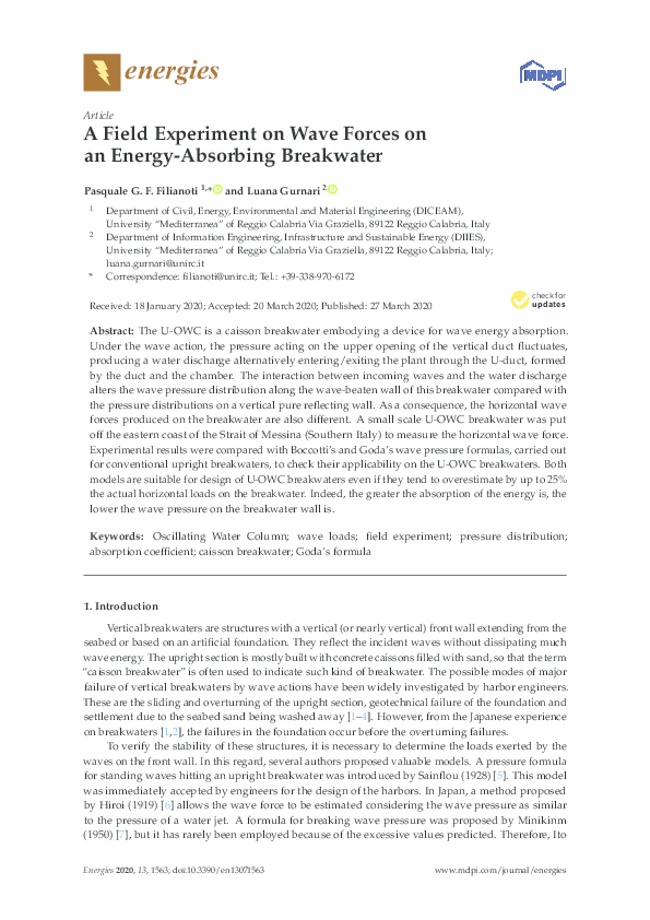 (PDF) A Field Experiment on Wave Forces on an Energy-Absorbing Breakwater