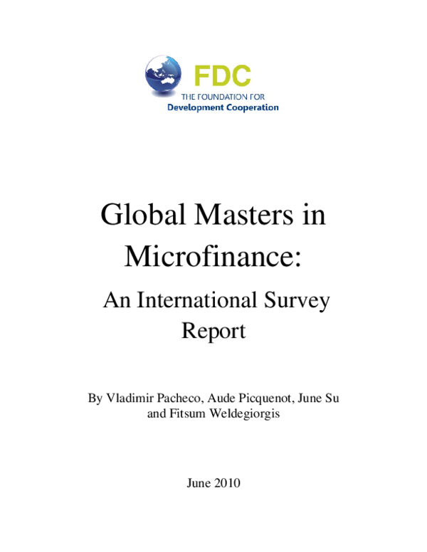 (PDF) Global Masters in Microfinance: An International Survey Report