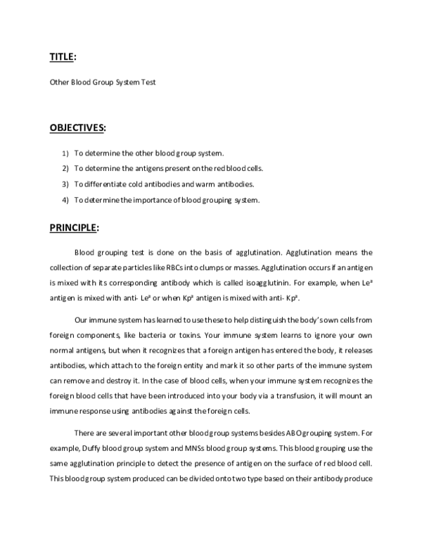 (PDF) Blood Group System