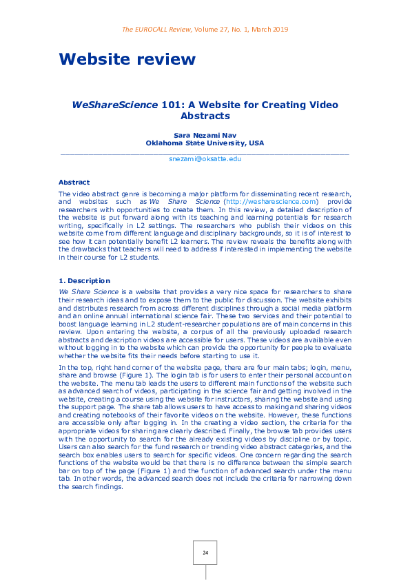 (PDF) Website review WeShareScience 101: A Website for Creating Video ...