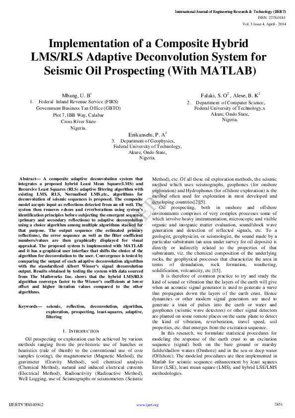 (PDF) IJERT-Implementation of a Composite Hybrid LMS/RLS Adaptive Deconvolution System for ...