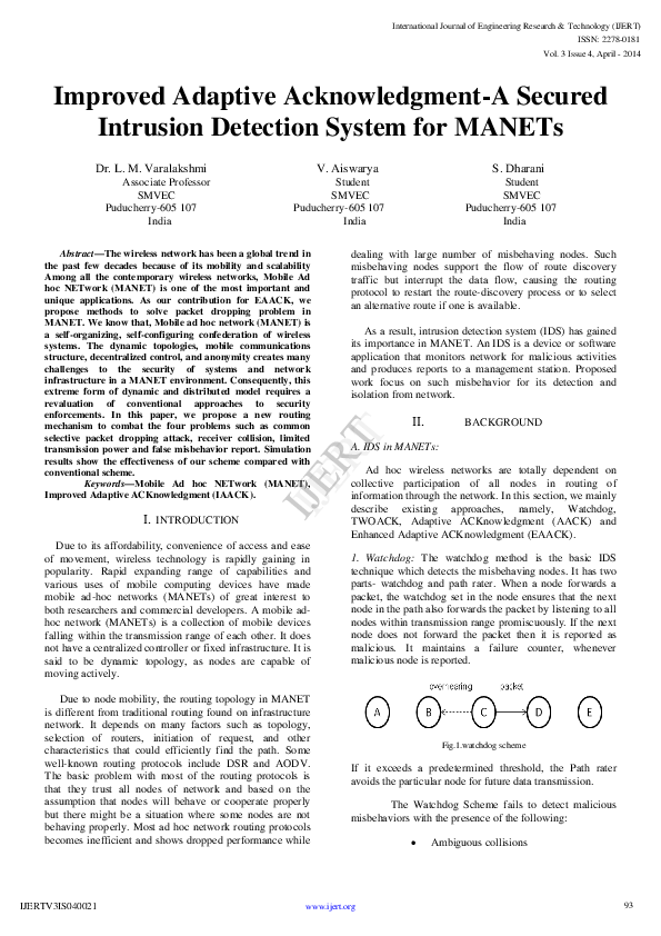 (PDF) IJERT-Improved Adaptive Acknowledgment-A Secured Intrusion Detection System for MANETs
