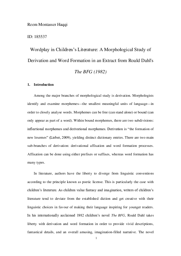 (PDF) Wordplay in Children’s Literature: A Morphological Study of ...