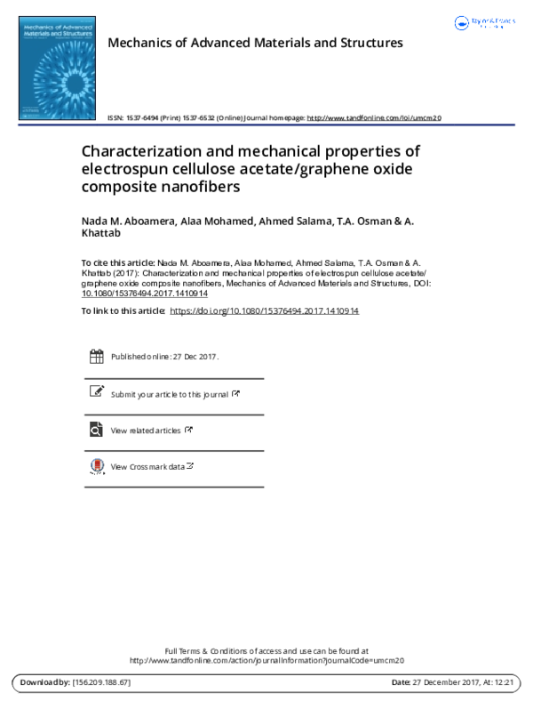 (PDF) Characterization and mechanical properties of electrospun cellulose acetate graphene oxide ...