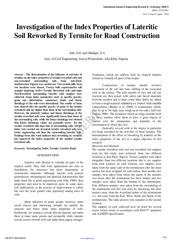 (PDF) IJERT-Investigation of the Index Properties of Lateritic Soil ...