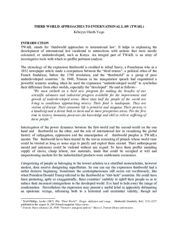 (DOC) UNDERSTANDING THIRD WORLD APPROACHES TO INTERNATIONAL LAW (TWAIL ...