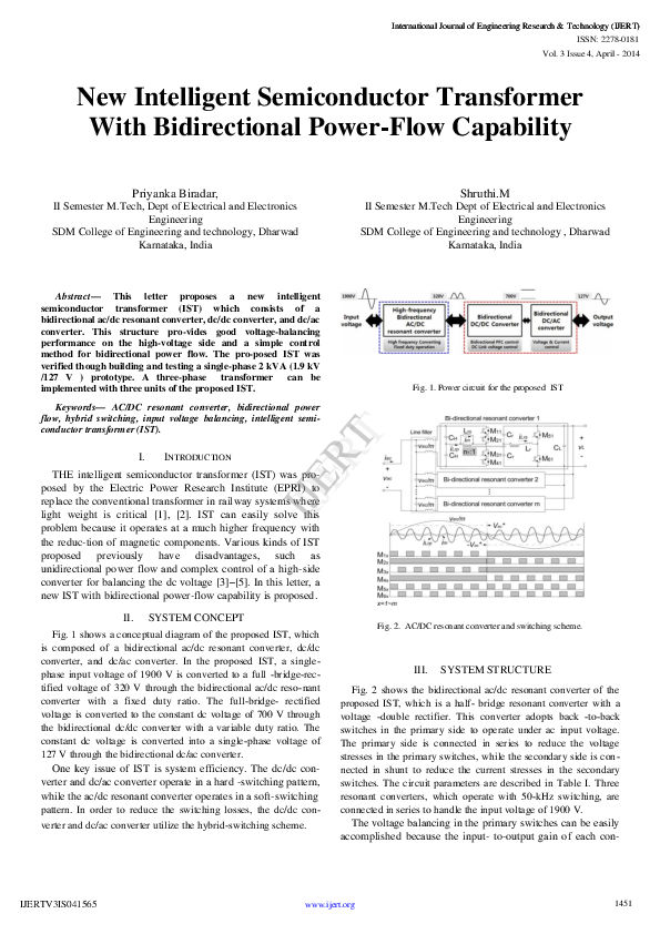 (PDF) IJERT-New Intelligent Semiconductor Transformer With Bidirectional Power-Flow Capability