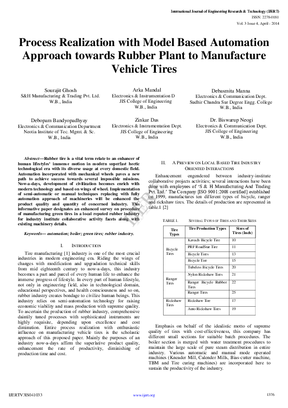 (PDF) IJERT-Process Realization with Model Based Automation Approach towards Rubber Plant to ...