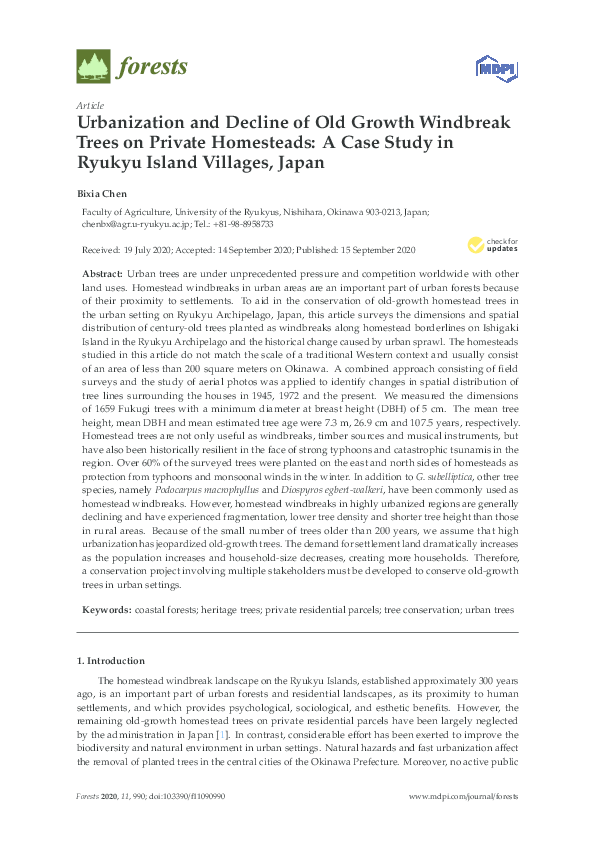 (PDF) Urbanization and Decline of Old Growth Windbreak Trees on Private ...
