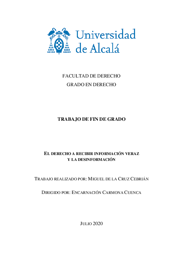 (PDF) El derecho a recibir información veraz y la desinformación