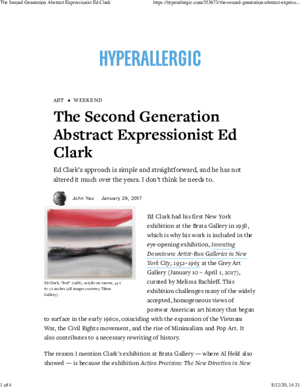 (PDF) The Second Generation Abstract Expressionist Ed Clark