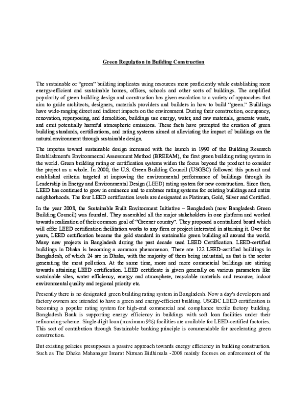 (DOC) Green Regulation in Building Construction