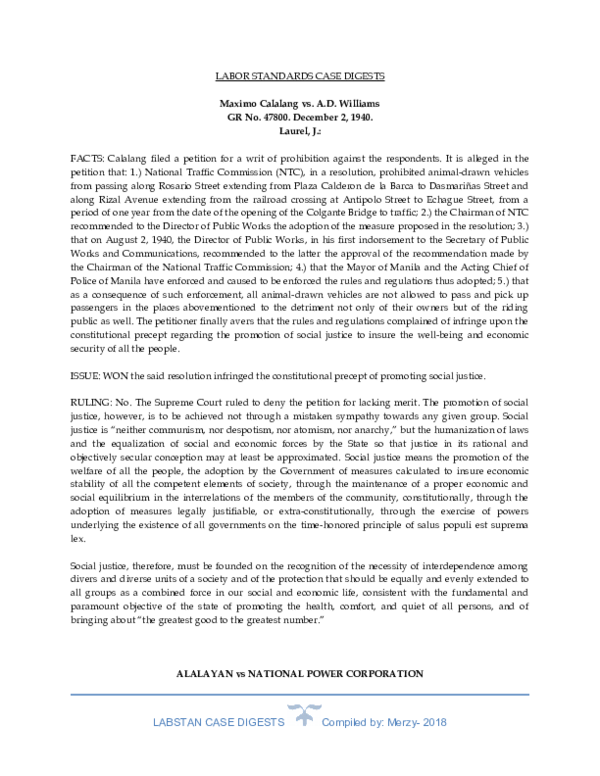 (DOC) LABOR STANDARDS CASE DIGESTS