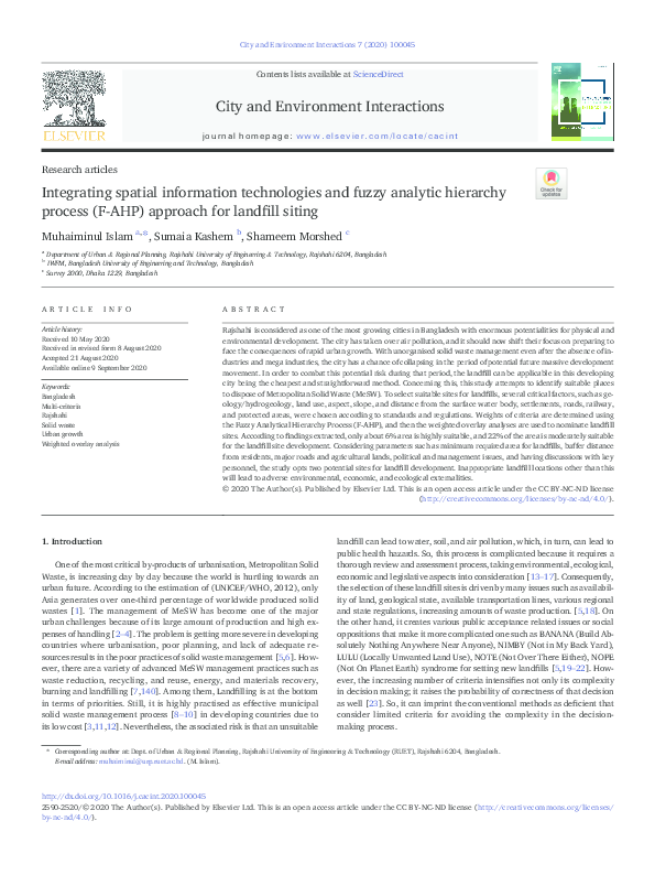 Pdf Integrating Spatial Information Technologies And Fuzzy Analytic