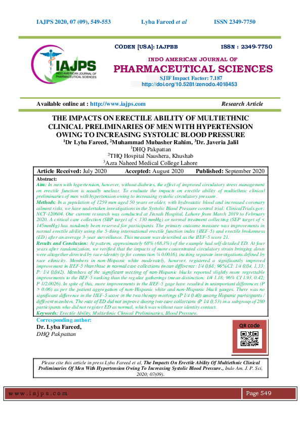 (PDF) PHARMACEUTICAL SCIENCES SJIF Impact Factor: 7.187 THE IMPACTS ON ...