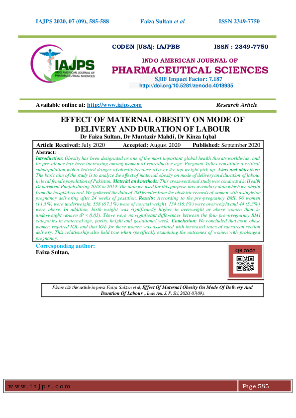 (PDF) Faiza Sultan et al ISSN 2349-7750 Faiza Sultan et al, Effect Of ...