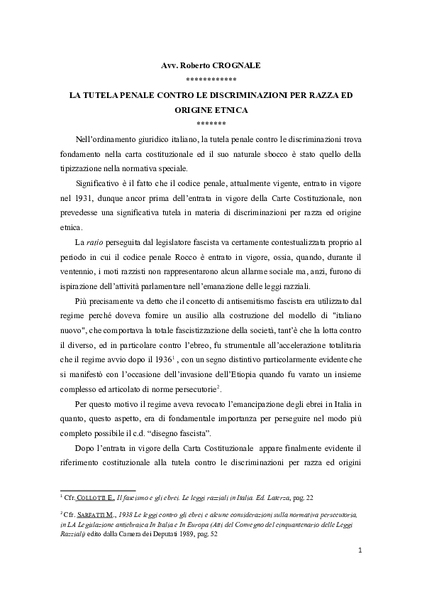 (DOC) Avv. Roberto CROGNALE - LA TUTELA PENALE CONTRO LE ...