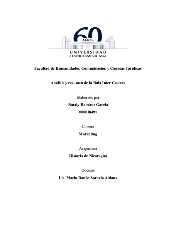 (DOC) Análisis y resumen de la Bula Inter Caetera