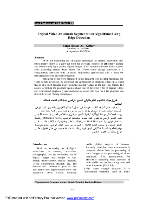Pdf Edge Detection Algorithms For Automatic Video Segmentation 8034