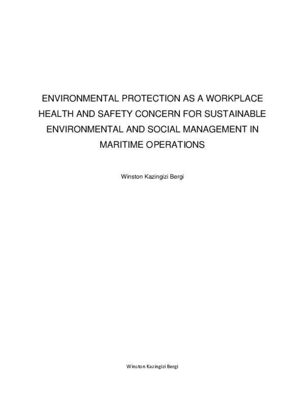 (PDF) ENVIRONMENTAL PROTECTION AS A WORKPLACE HEALTH AND SAFETY CONCERN ...