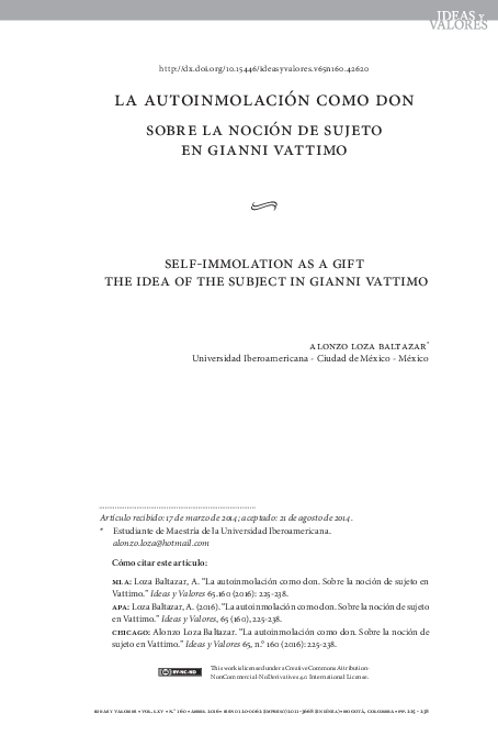 (PDF) La autoinmolación como don Sobre la noción de sujeto en Gianni ...