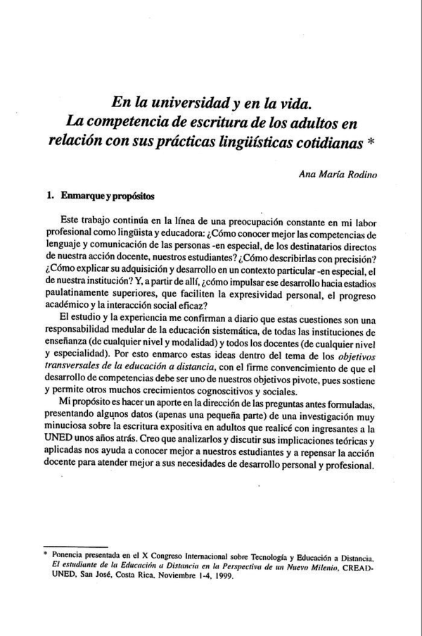 (PDF) En la universidad y en la vida. La competencia de escritura de ...