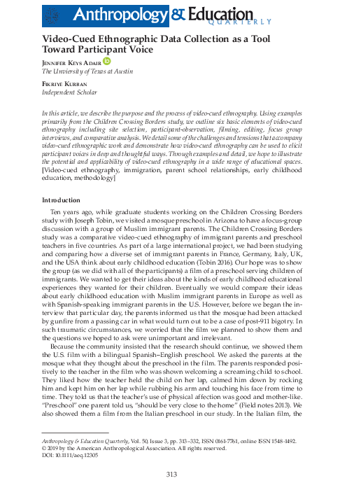 (PDF) Video-Cued Ethnographic Data Collection as a Tool Toward ...