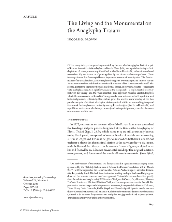 (PDF) The Living and the Monumental on the Anaglypha Traiani