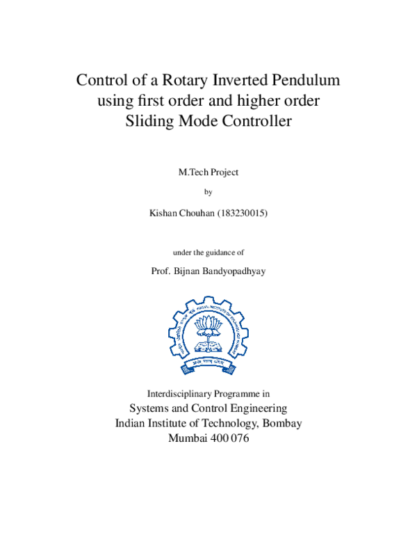 Pdf Control Of A Rotary Inverted Pendulum Using First Order And