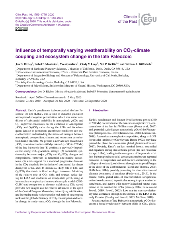 (PDF) Influence of temporally varying weatherability on CO2-climate ...