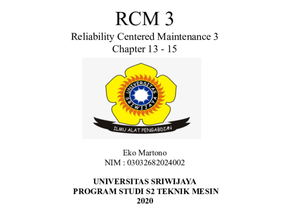 (PDF) RCM 3 Reliability Centered Maintenance 3 Chapter 13 -15 | EKO M A ...