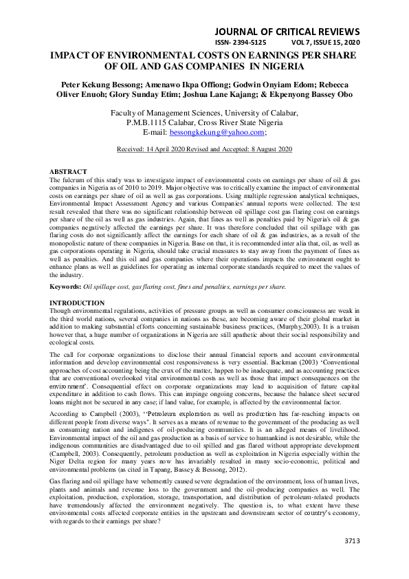 (PDF) JOURNAL OF CRITICAL REVIEWS IMPACT OF ENVIRONMENTAL COSTS ON ...