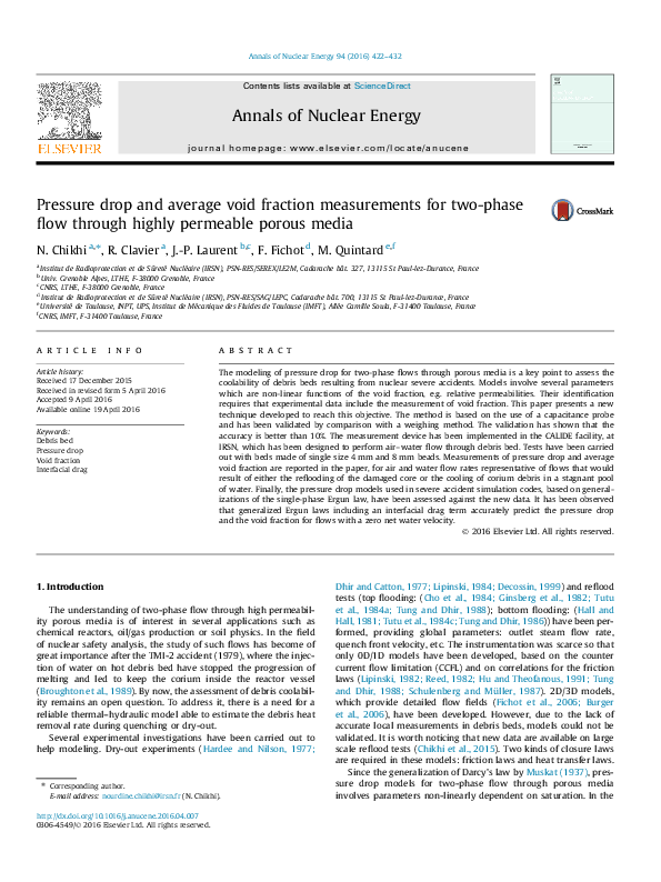 (PDF) Pressure drop and average void fraction measurements for two-phase flow through highly ...