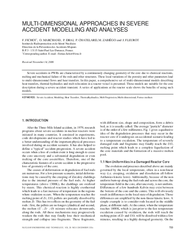 (PDF) MULTI-DIMENSIONAL APPROACHES IN SEVERE ACCIDENT MODELLING AND ...