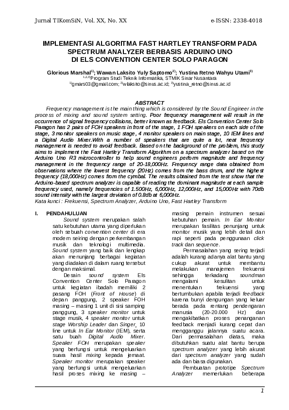 (PDF) IMPLEMENTASI ALGORITMA FAST HARTLEY TRANSFORM PADA SPECTRUM ANALYZER BERBASIS ARDUINO UNO ...
