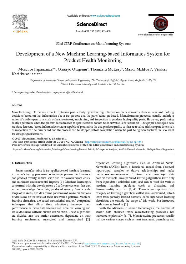 (PDF) Development of a new machine learning-based informatics system ...