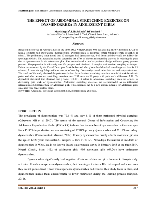 (PDF) The Effect of Abdominal Stretching Exercise on Dysmenorrhea in ...