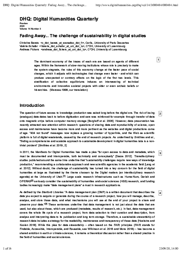 (PDF) DHQ: Digital Humanities Quarterly Fading Away... The challenge of ...