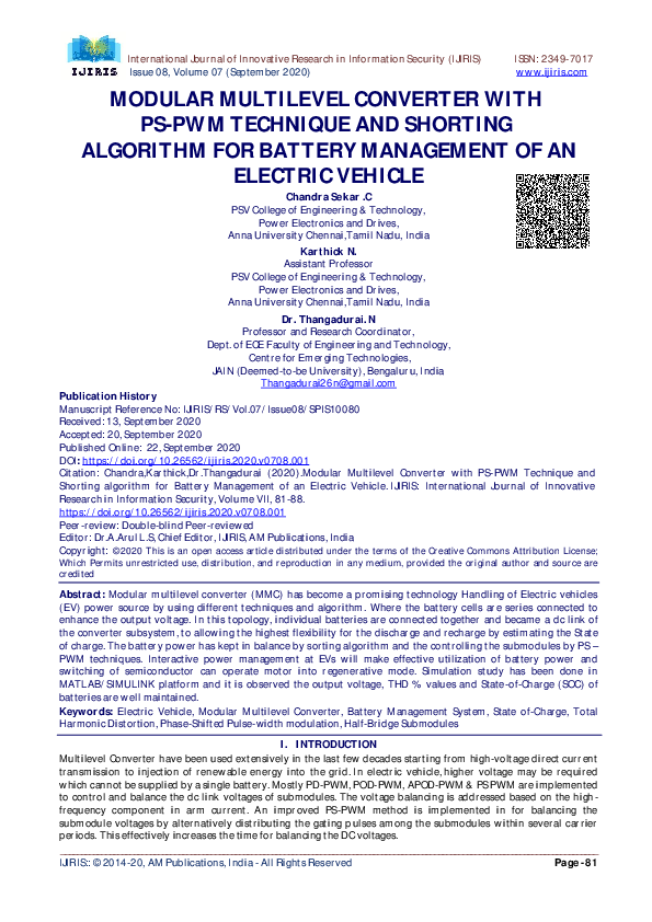 (PDF) Modular Multilevel Converter with PS-PWM Technique and Shorting ...