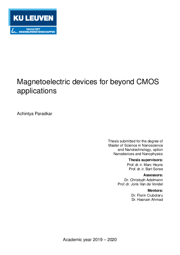(PDF) Magnetoelectric devices for beyond CMOS applications