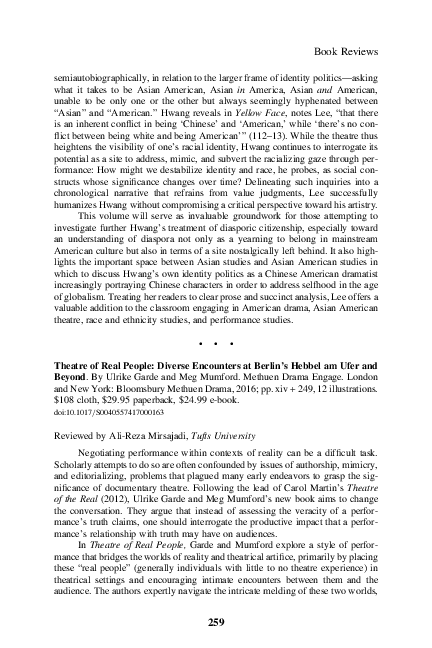 (PDF) Theatre of Real People, book review