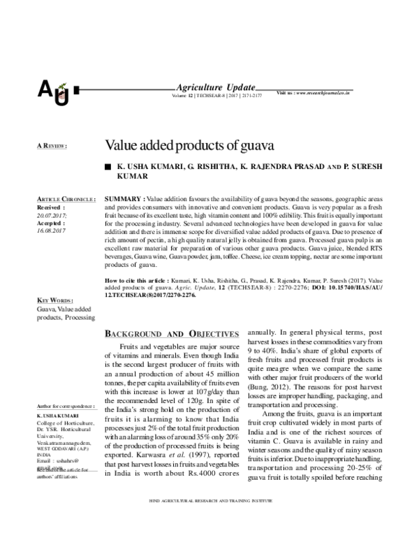 (PDF) Guava value added products